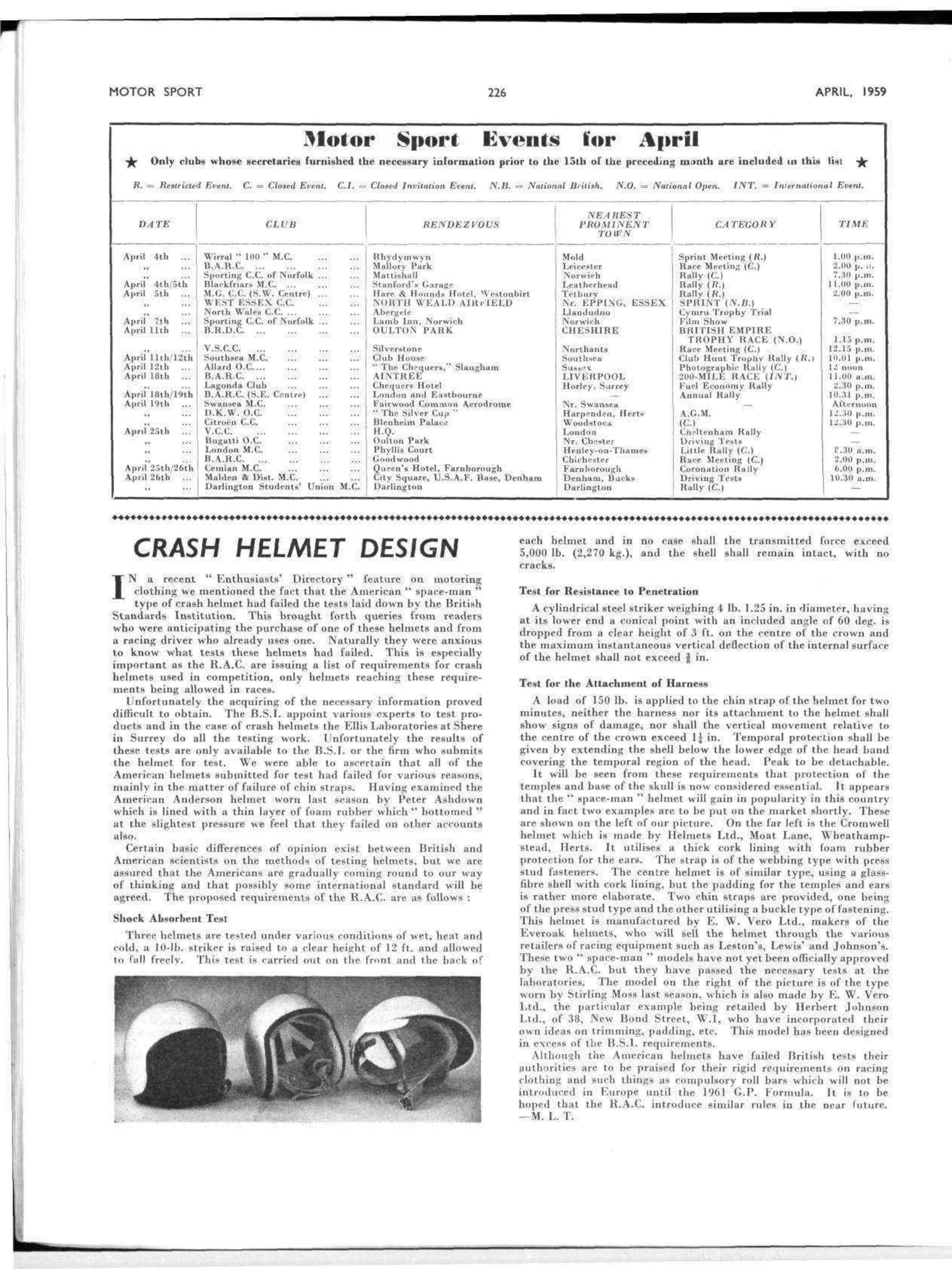 Crash helmet design - Motor Sport Magazine