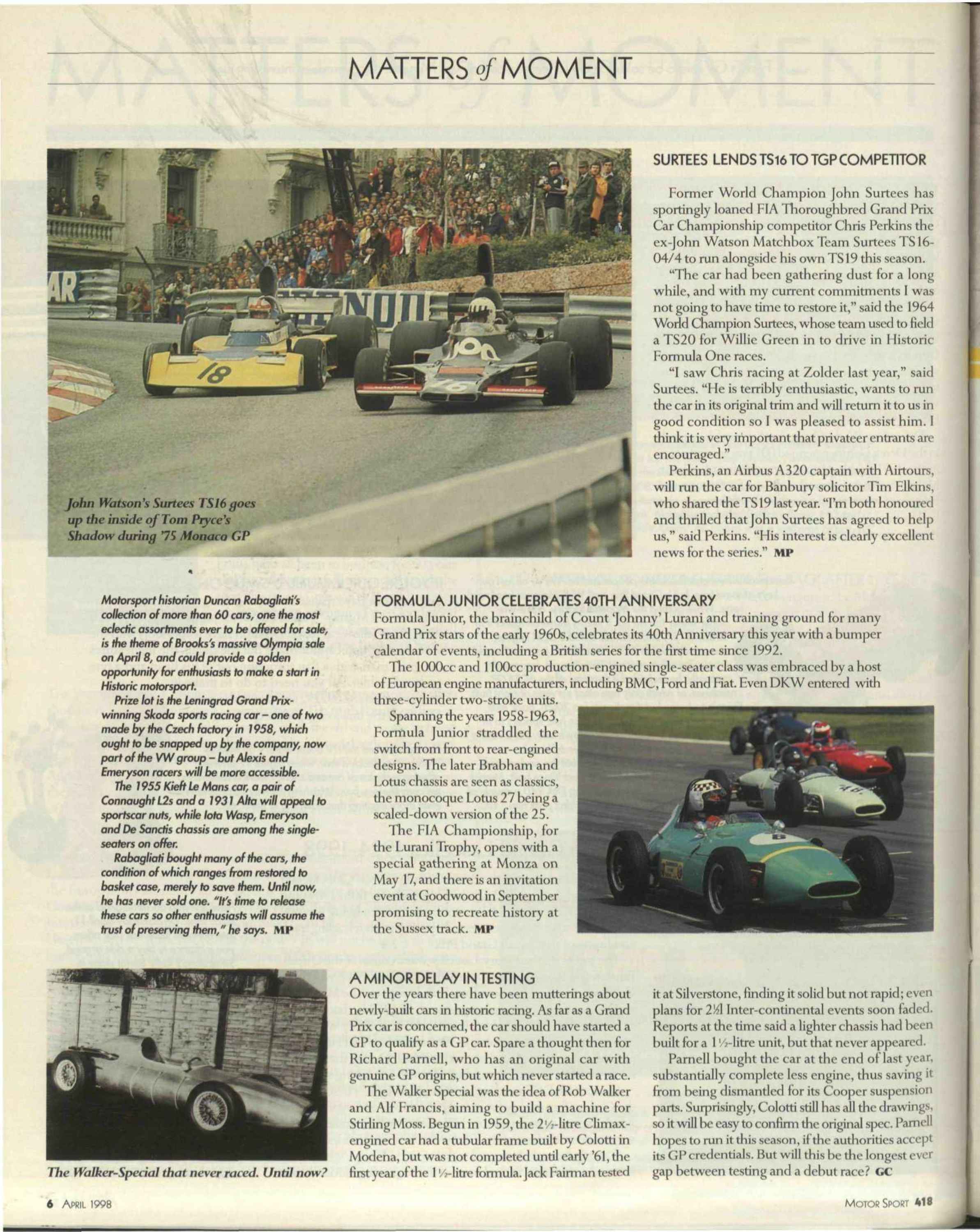Hon Gerald Lascelles 1924-1998 April 1998 - Motor Sport Magazine