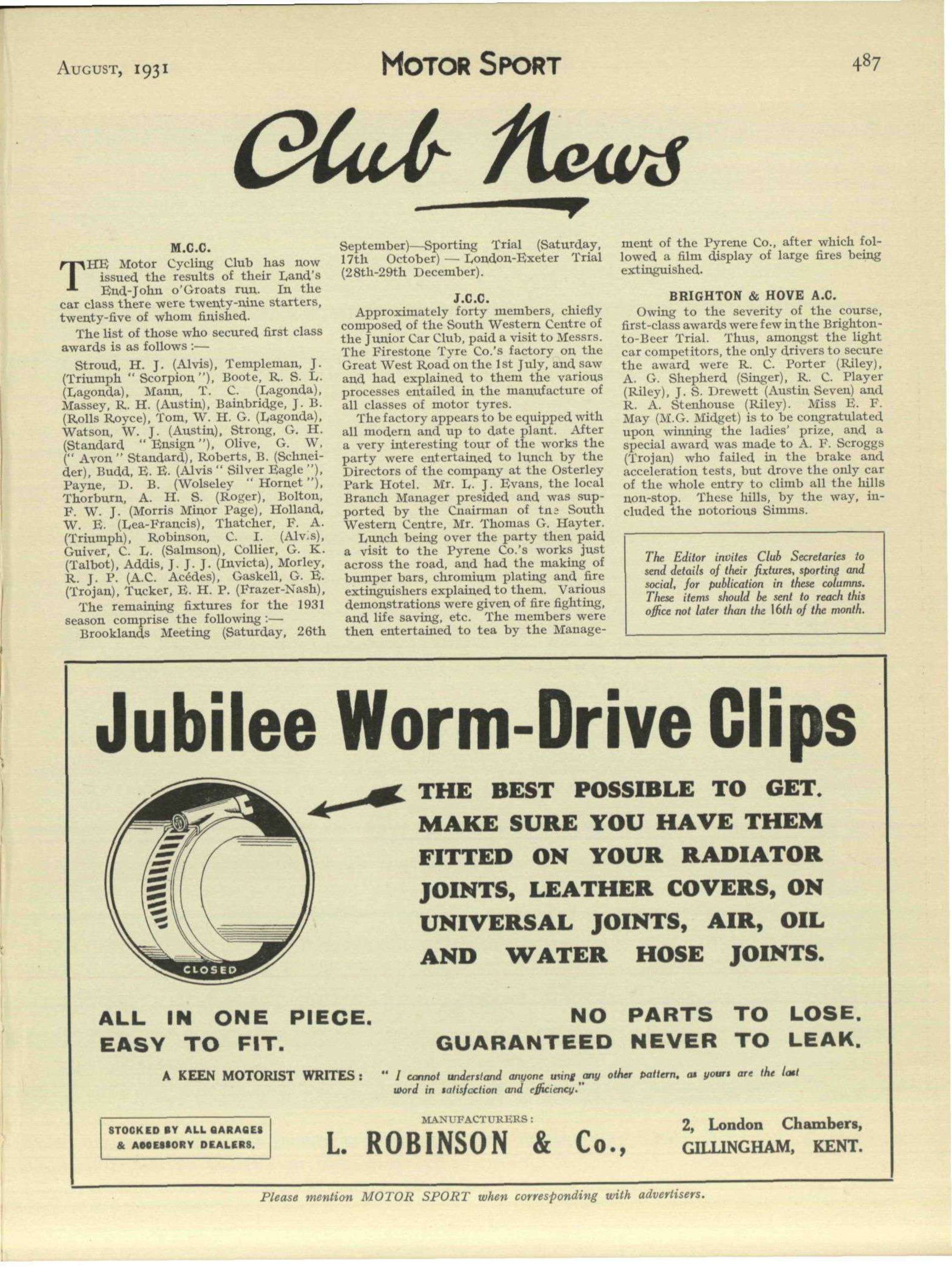 THE TRIUMPH "GNAT" August 1931 - Motor Sport Magazine