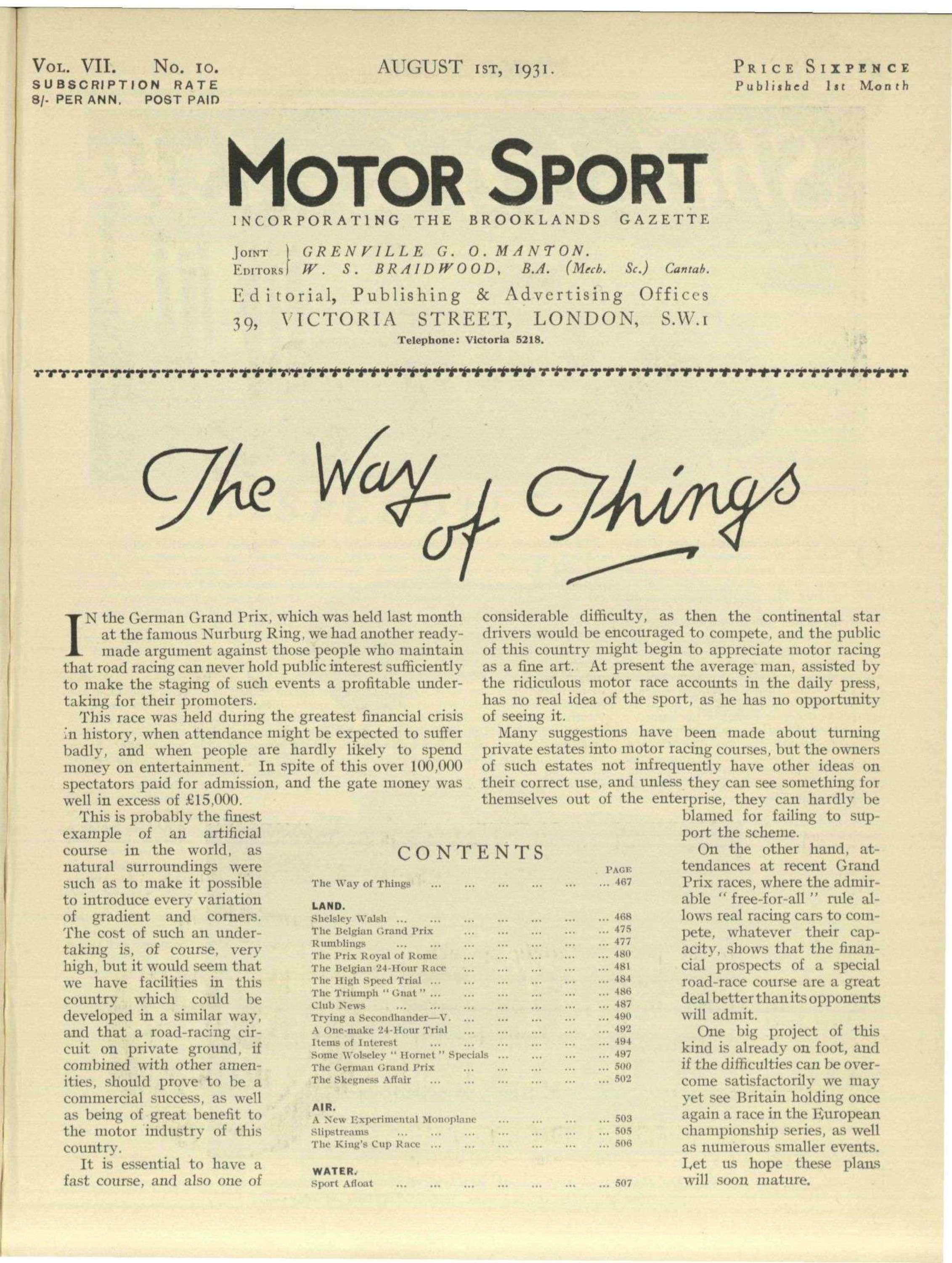 THE TRIUMPH "GNAT" August 1931 - Motor Sport Magazine