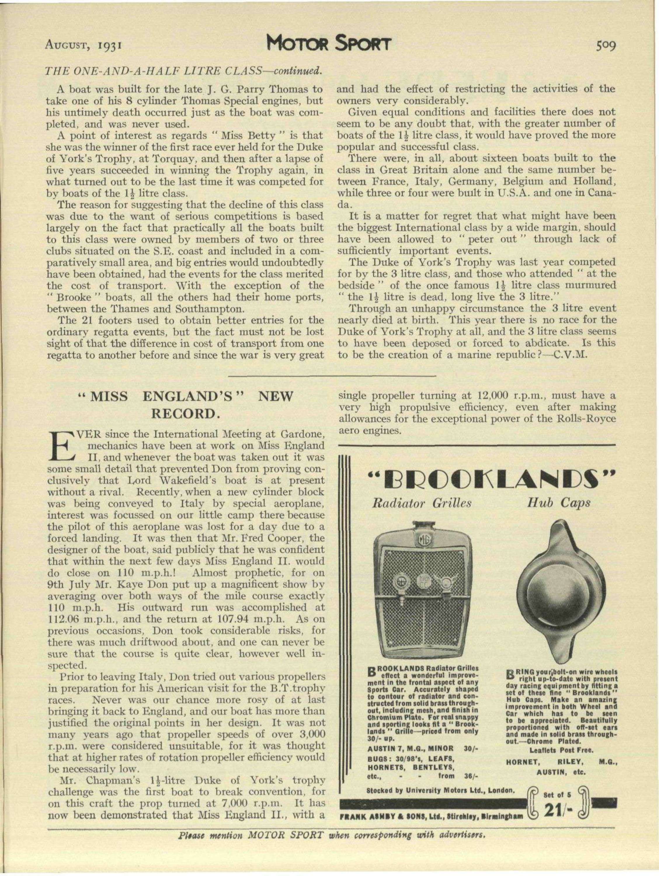 THE TRIUMPH "GNAT" August 1931 - Motor Sport Magazine