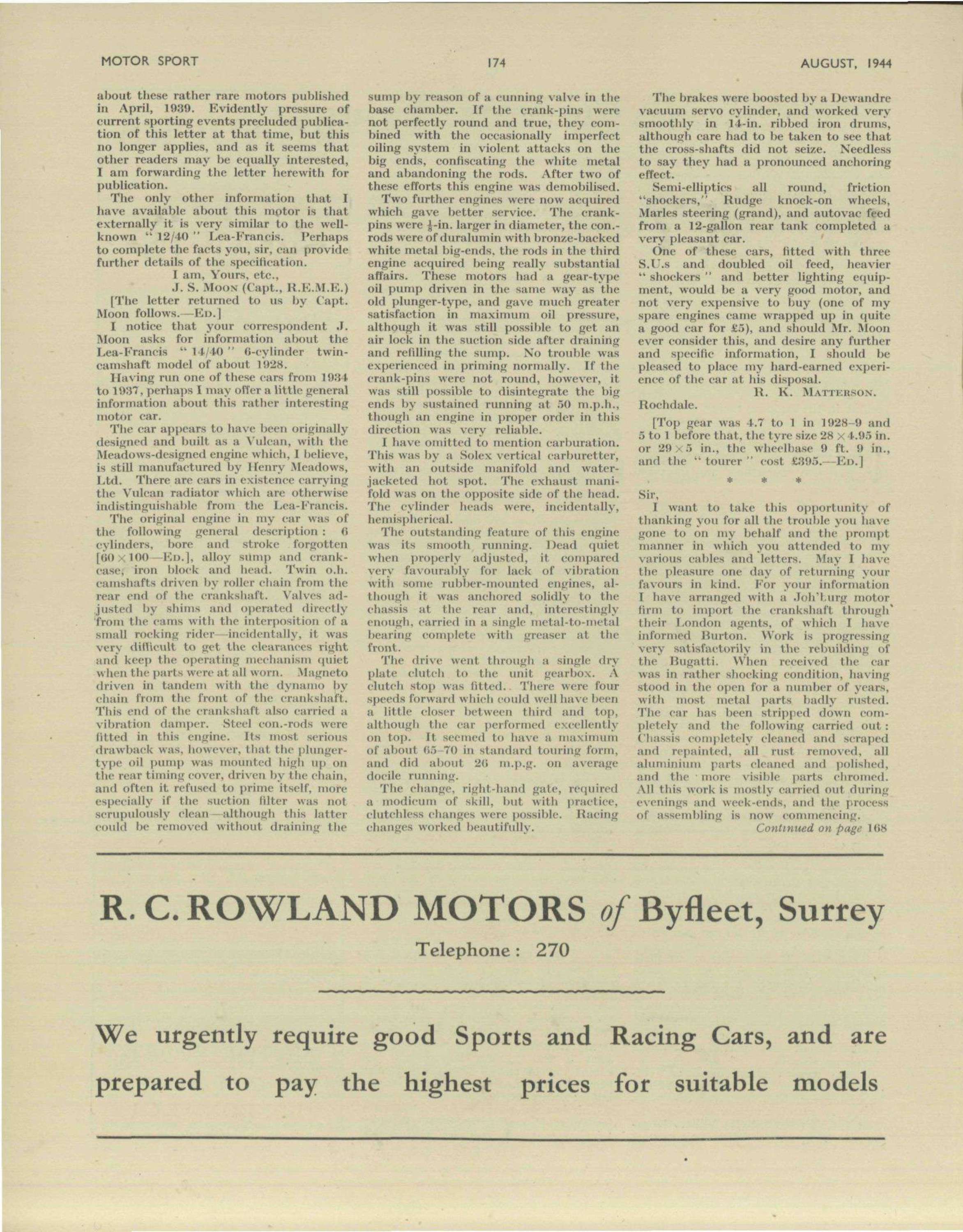 AUGUST, 1944 - Motor Sport Magazine