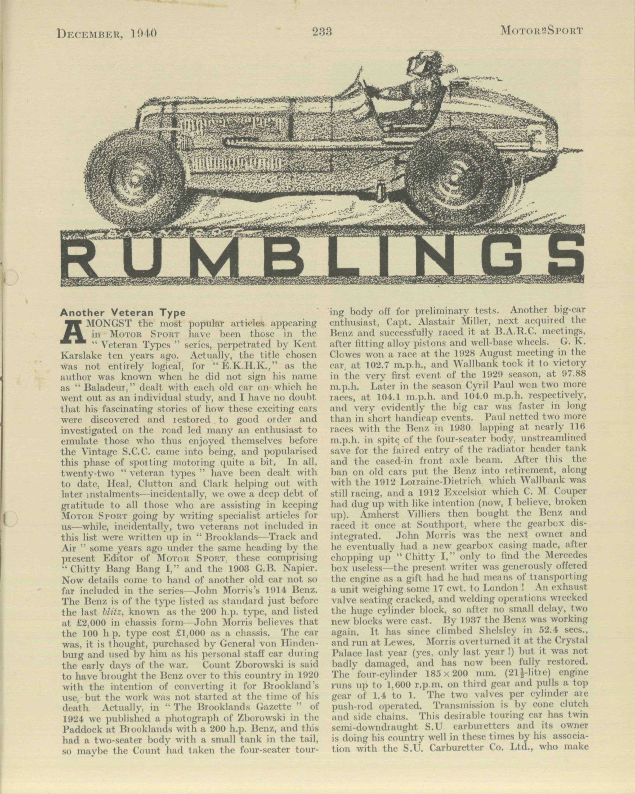 December 1940 Issue of Motor Sport Magazine | Read Online