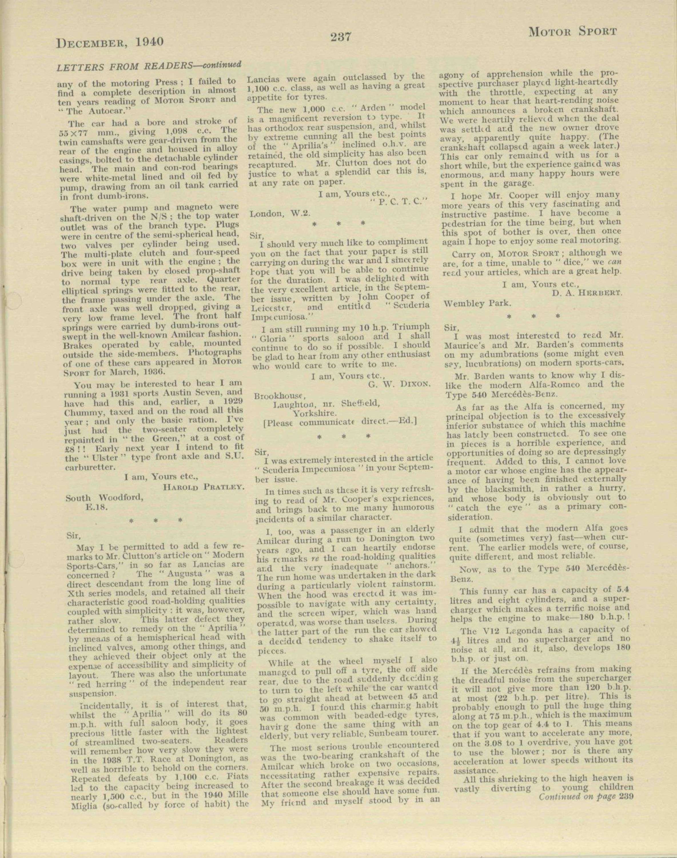 December 1940 Issue of Motor Sport Magazine | Read Online