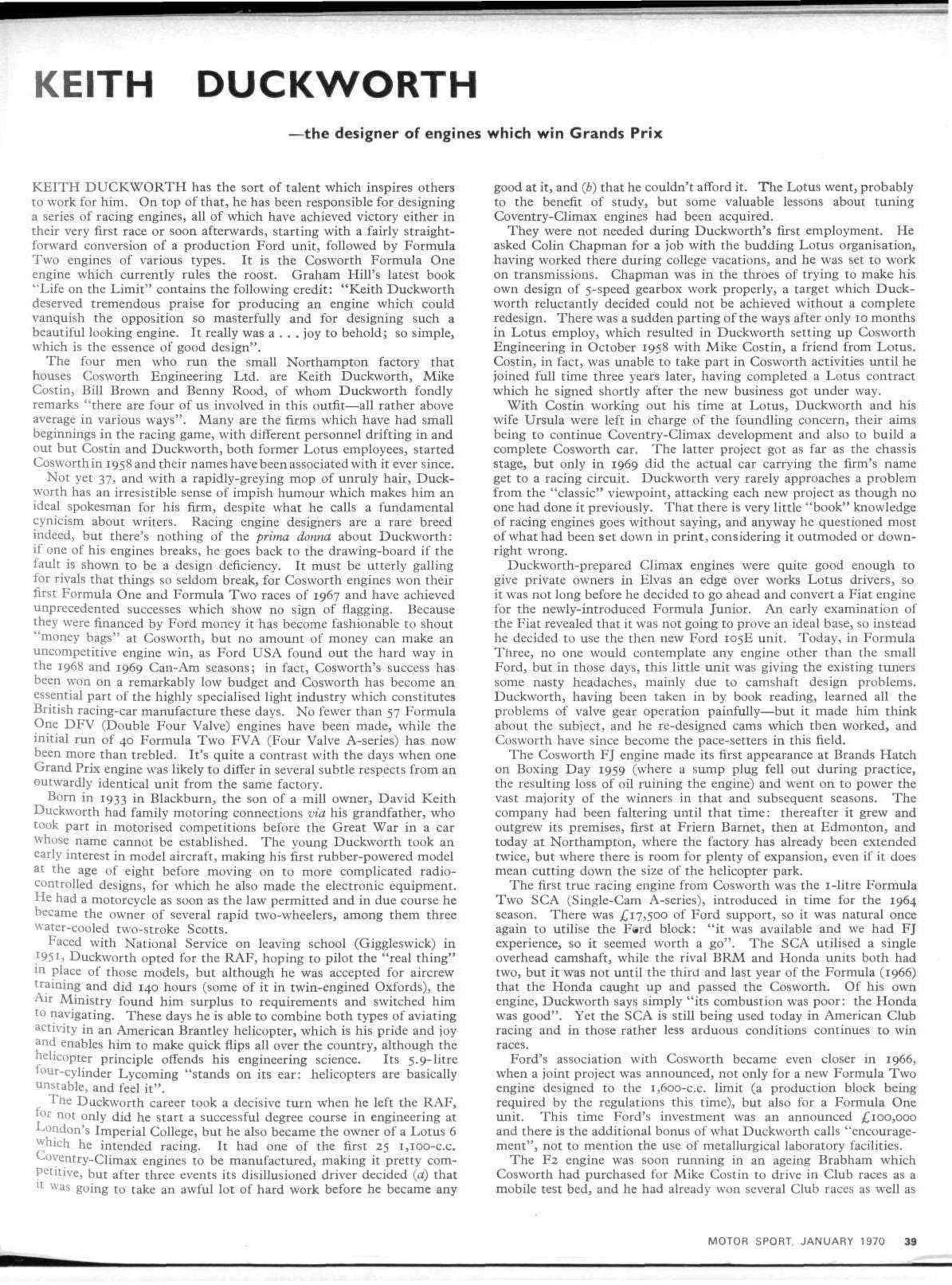 Keith Duckworth - Motor Sport Magazine