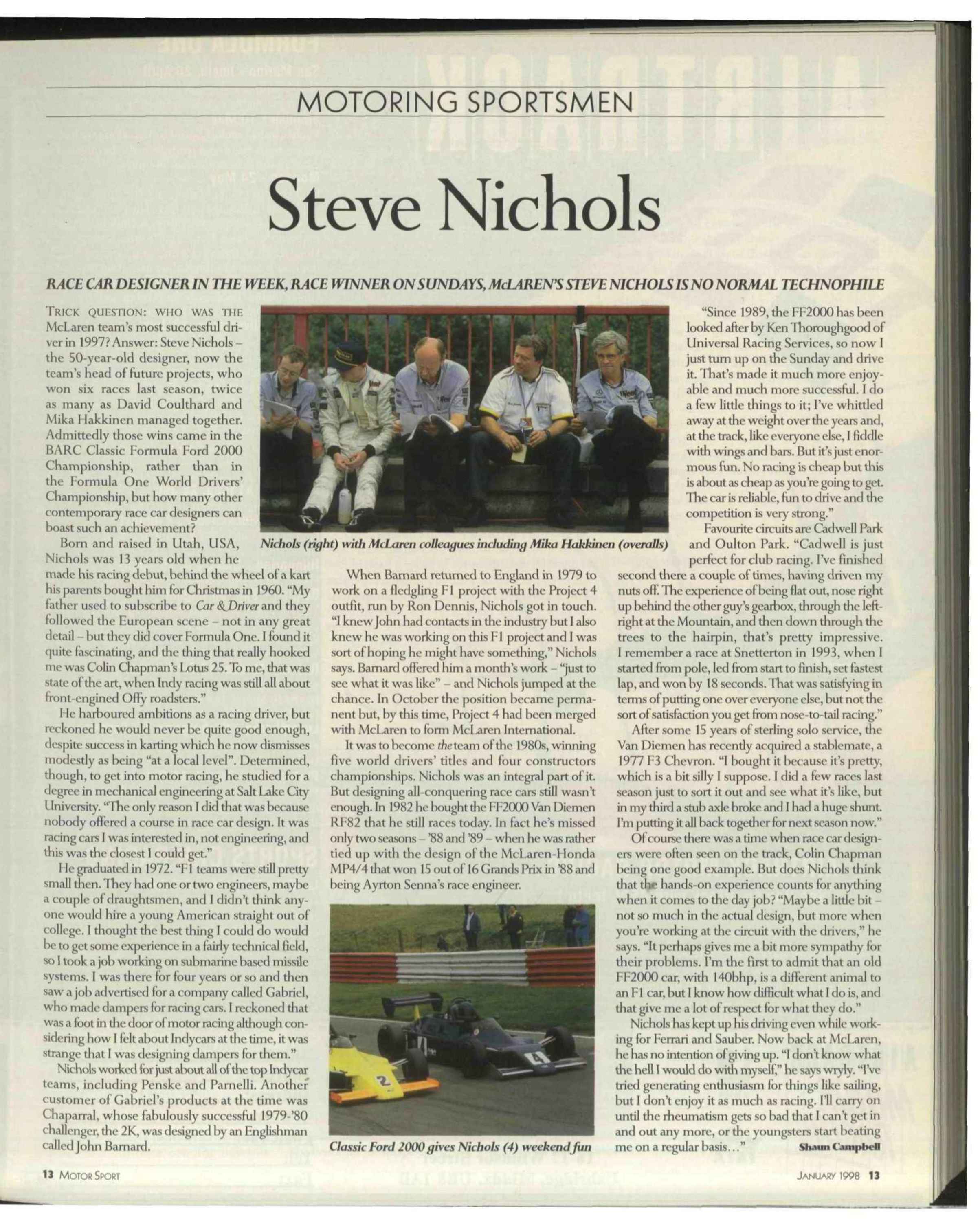 Steve Nichols | Motor Sport Magazine Archive