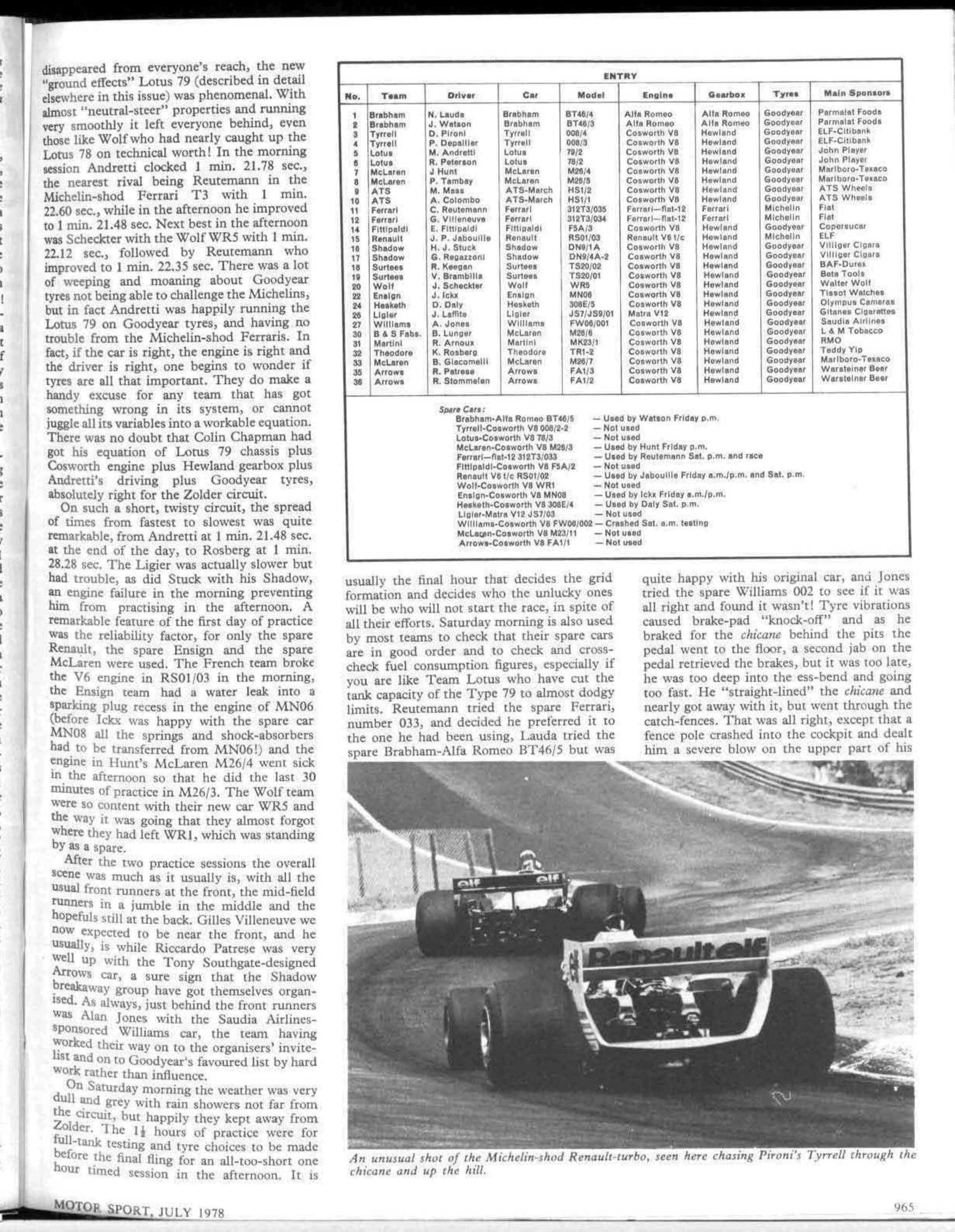 1978 Swedish Grand Prix race report July 1978 - Motor Sport Magazine