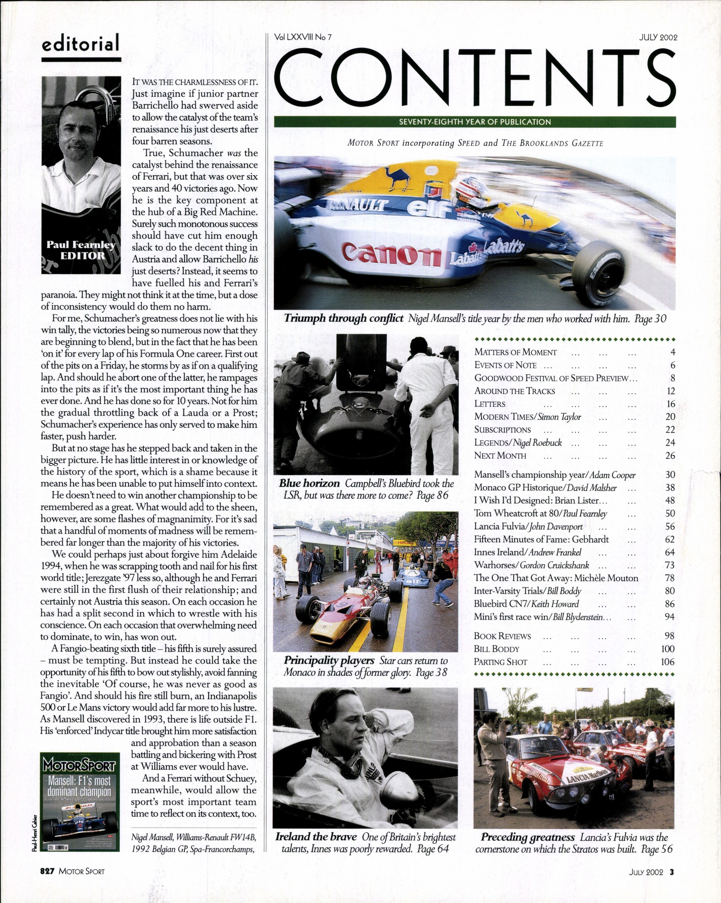 Riccardo Patrese: Nigel Roebuck's Legends July 2002 - Motor Sport Magazine
