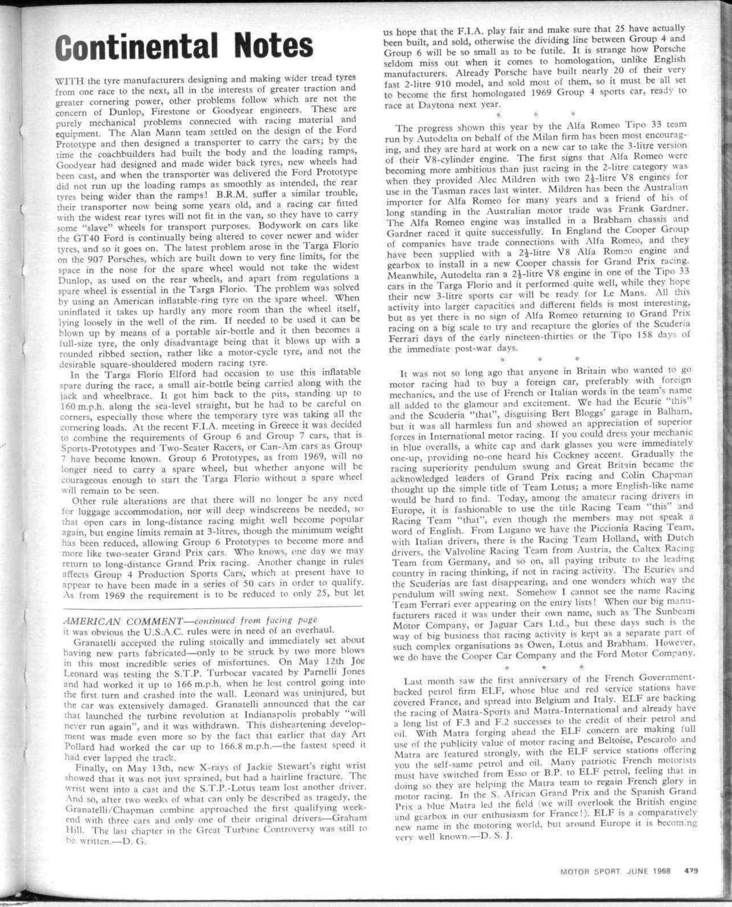 Letter from Europe June 1968 - Motor Sport Magazine