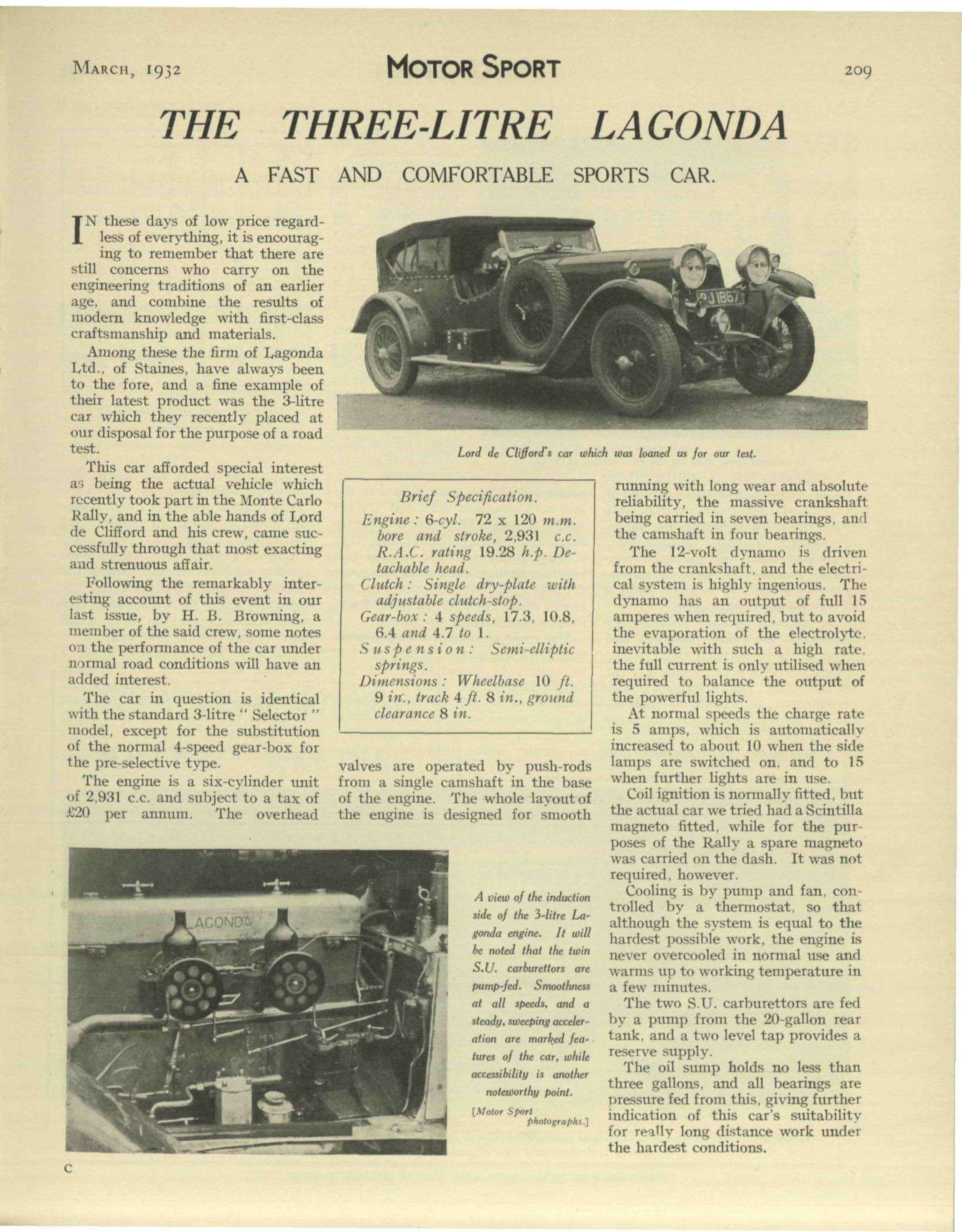 THE R.A.C. 1,000 MILES RALLY. March 1932 - Motor Sport Magazine