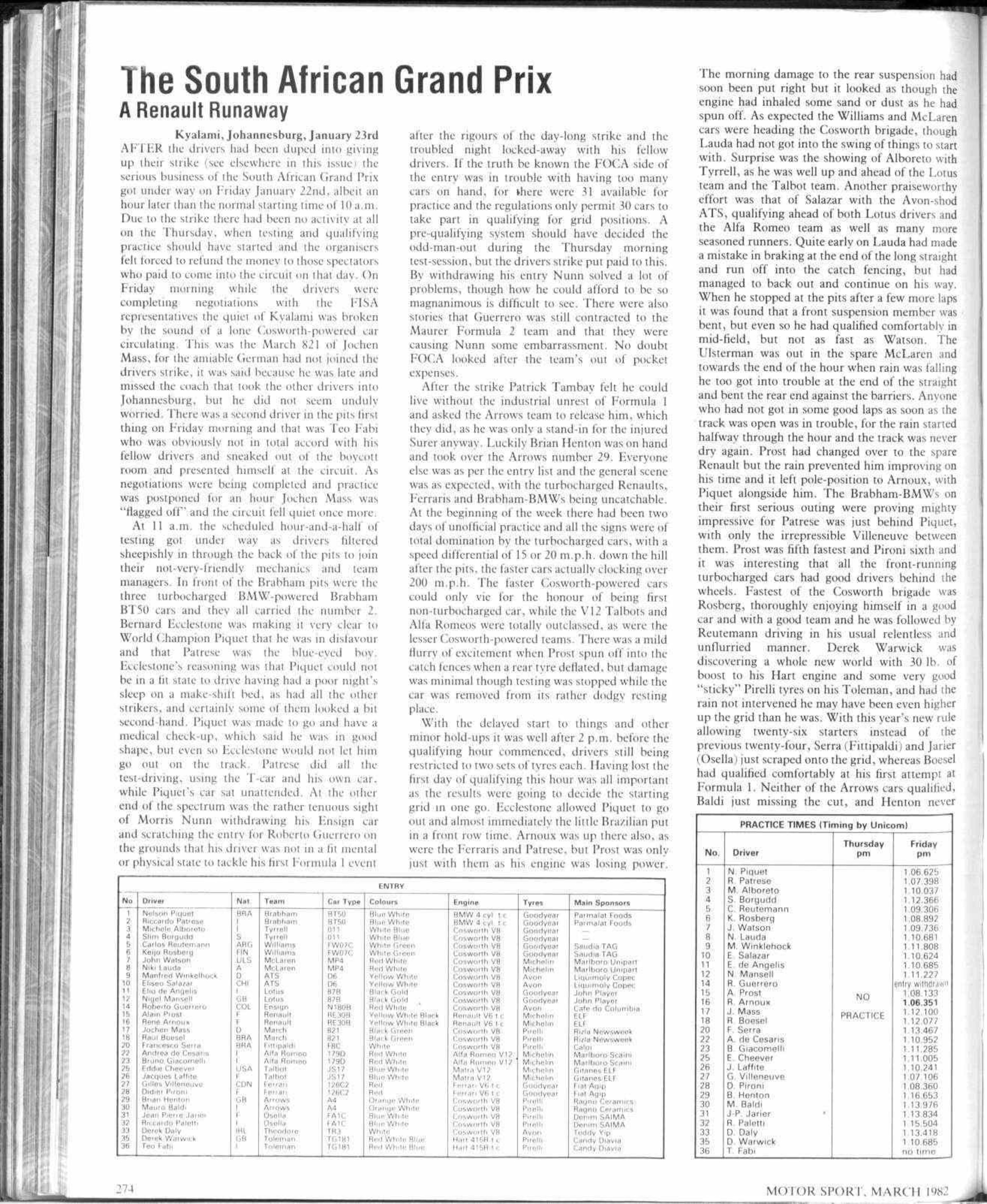 BMW cocktail March 1982 - Motor Sport Magazine