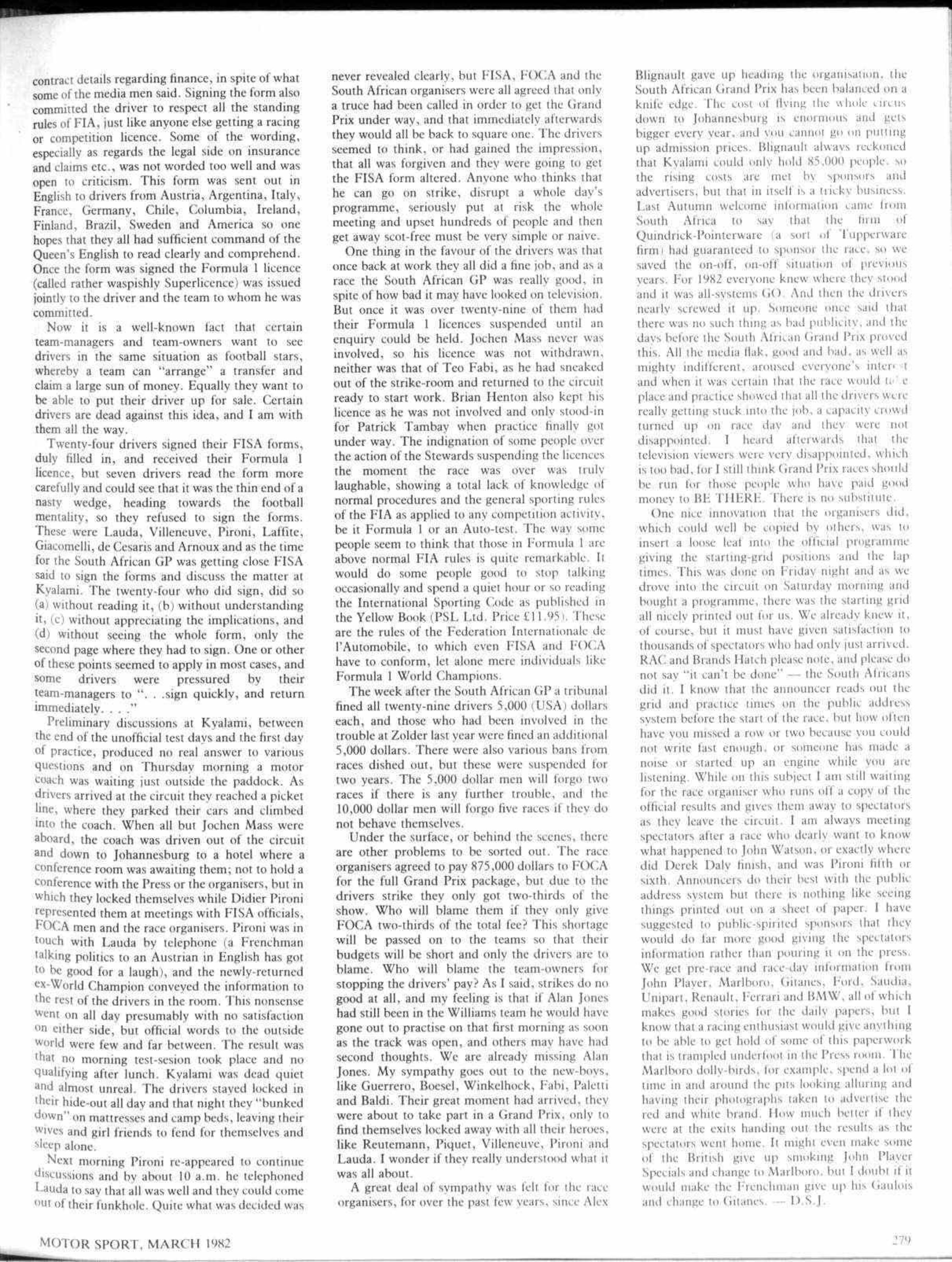 BMW cocktail March 1982 - Motor Sport Magazine