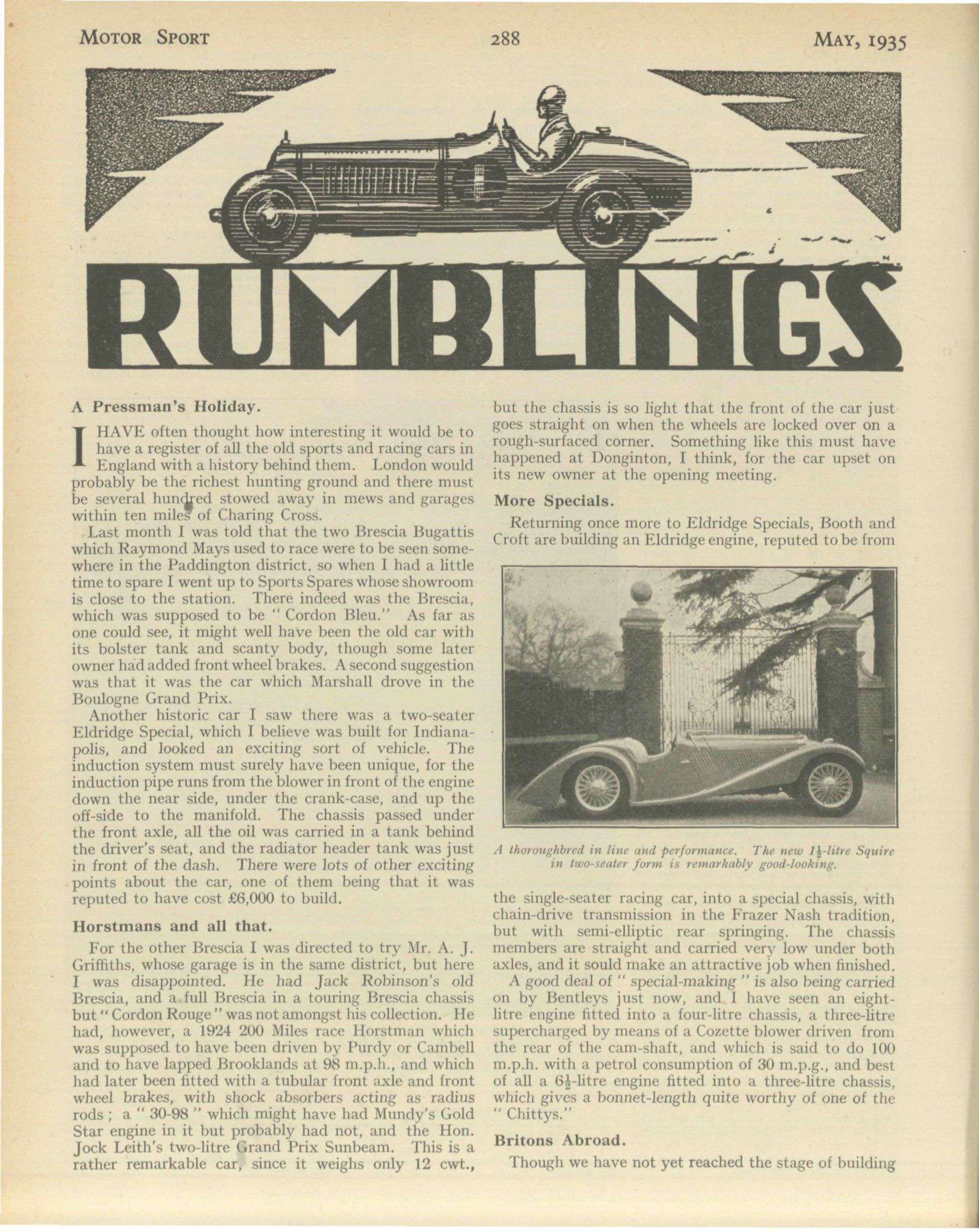 Continental Notes and News, May 1935 - Motor Sport Magazine