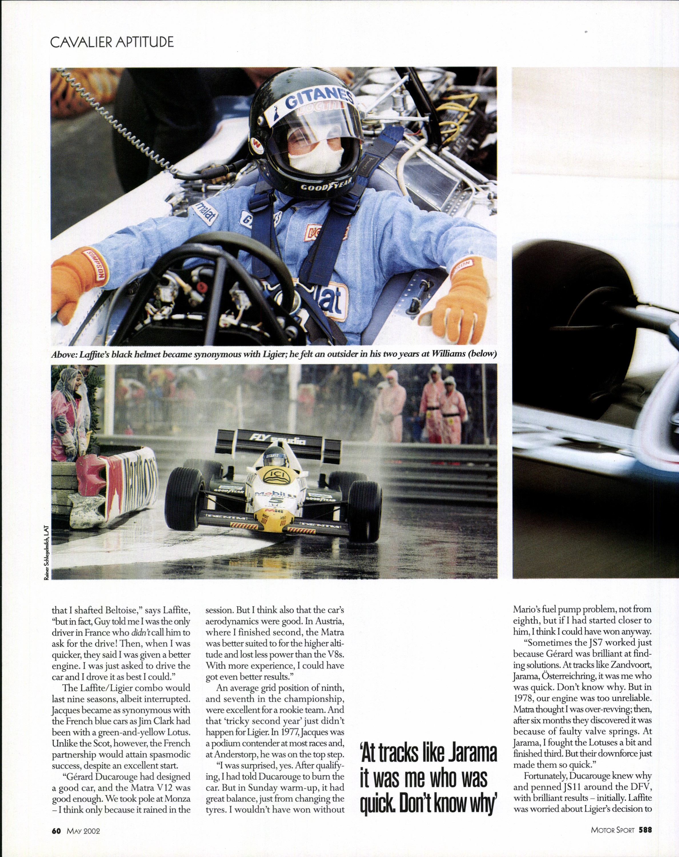 Jacques Laffite: Cavalier aptitude May 2002 - Motor Sport Magazine
