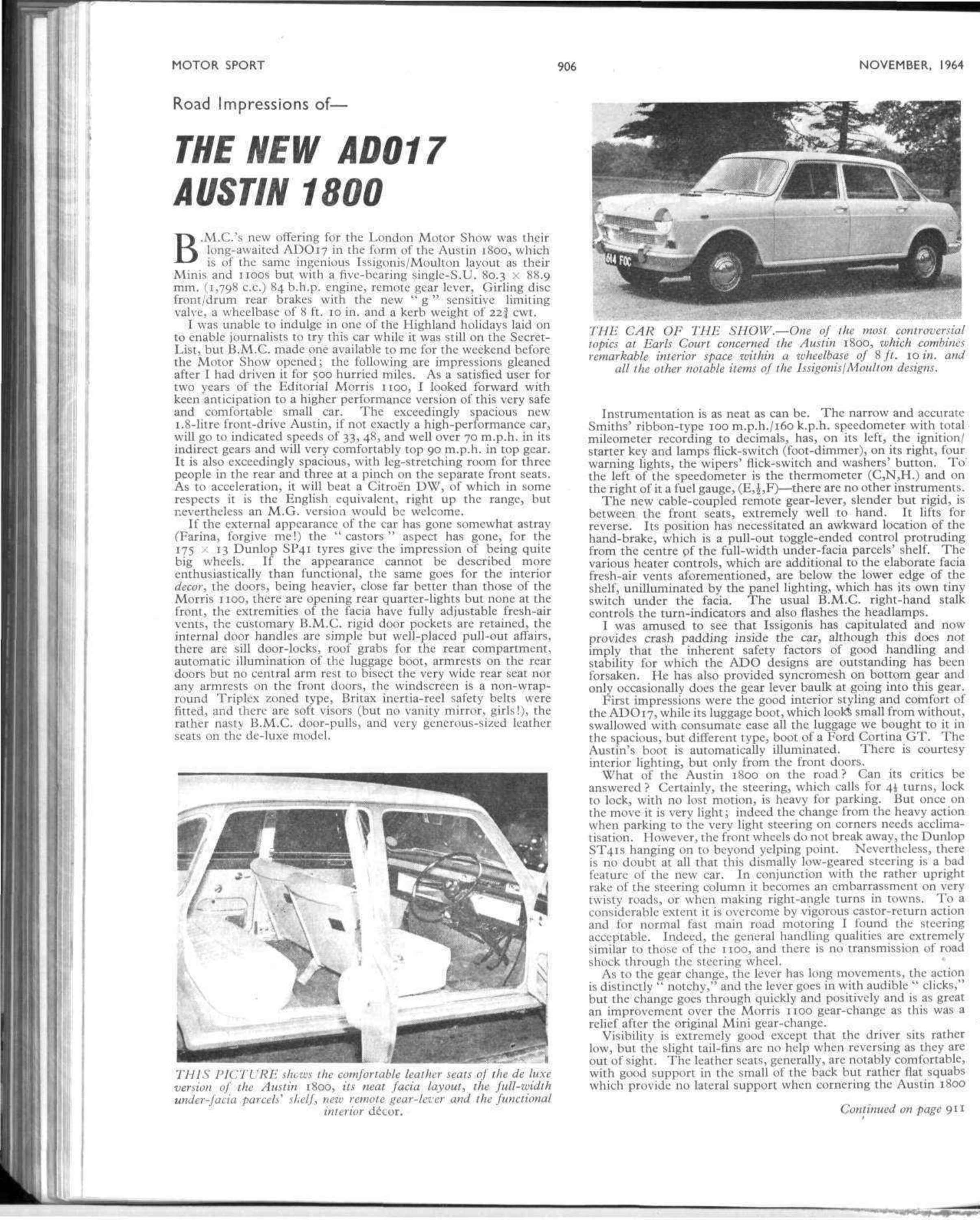 The new ADO17 Austin 1800 | Motor Sport Magazine Archive