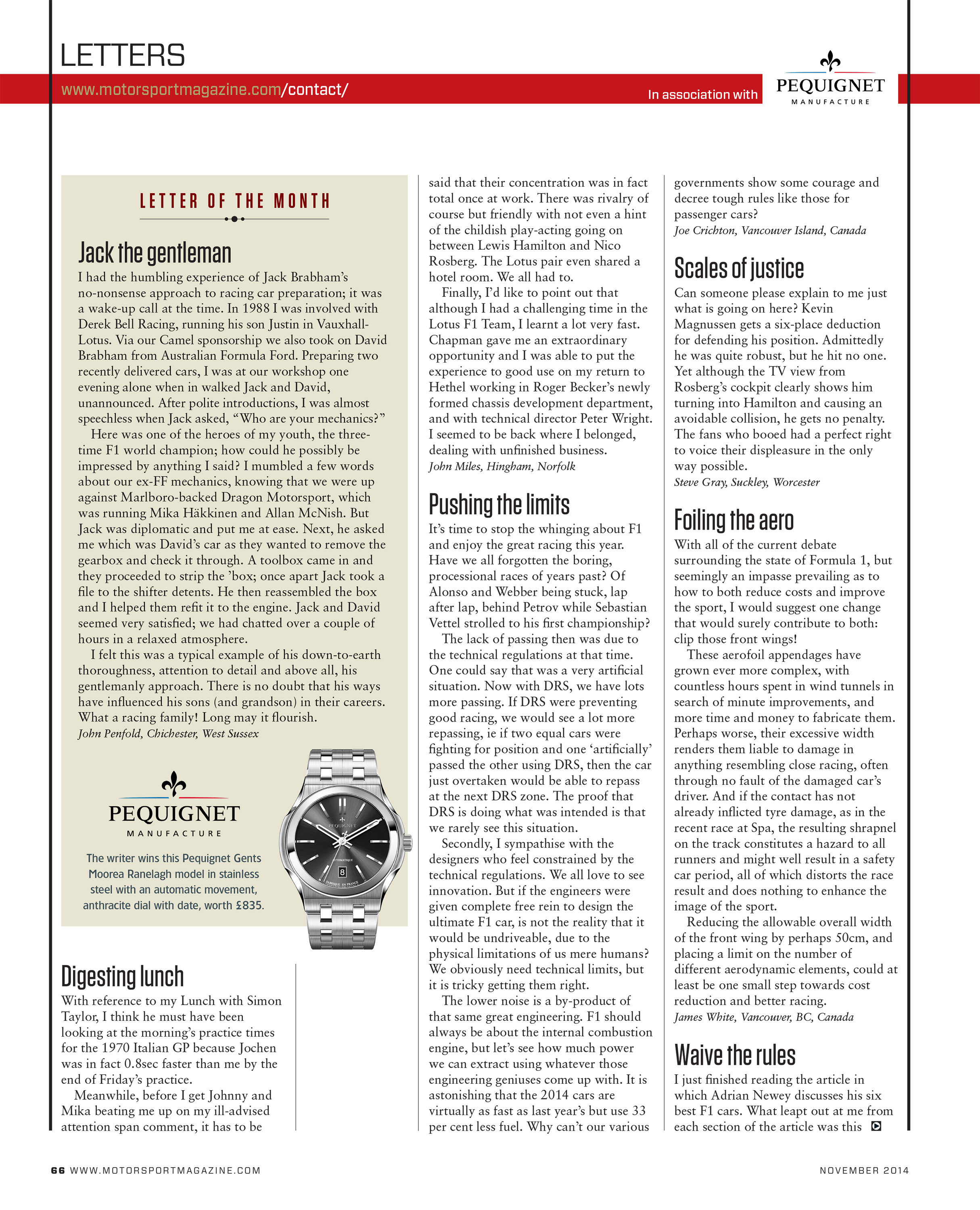 Readers' letters | Motor Sport Magazine Archive