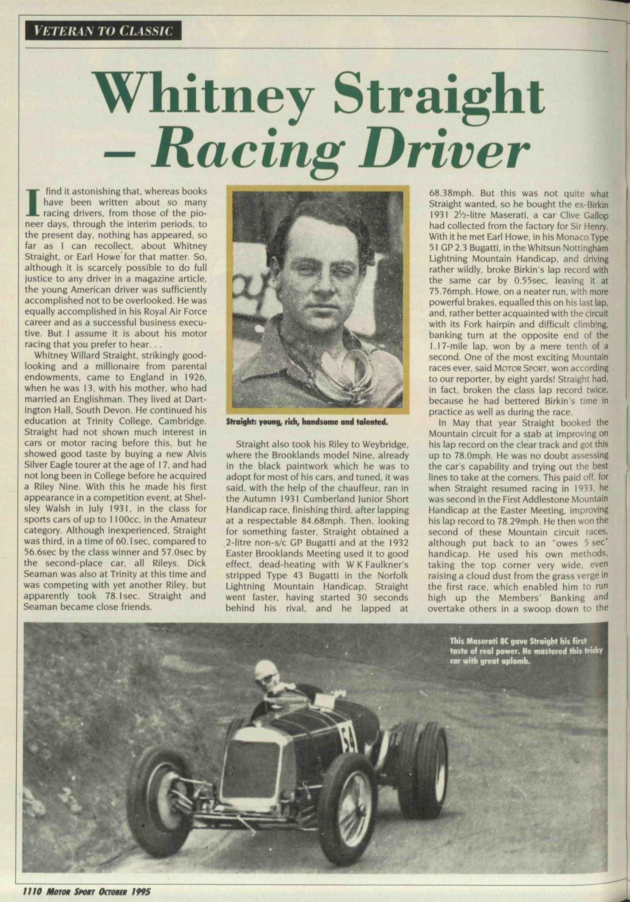 Whitney Straight - Racing Driver | Motor Sport Magazine Archive