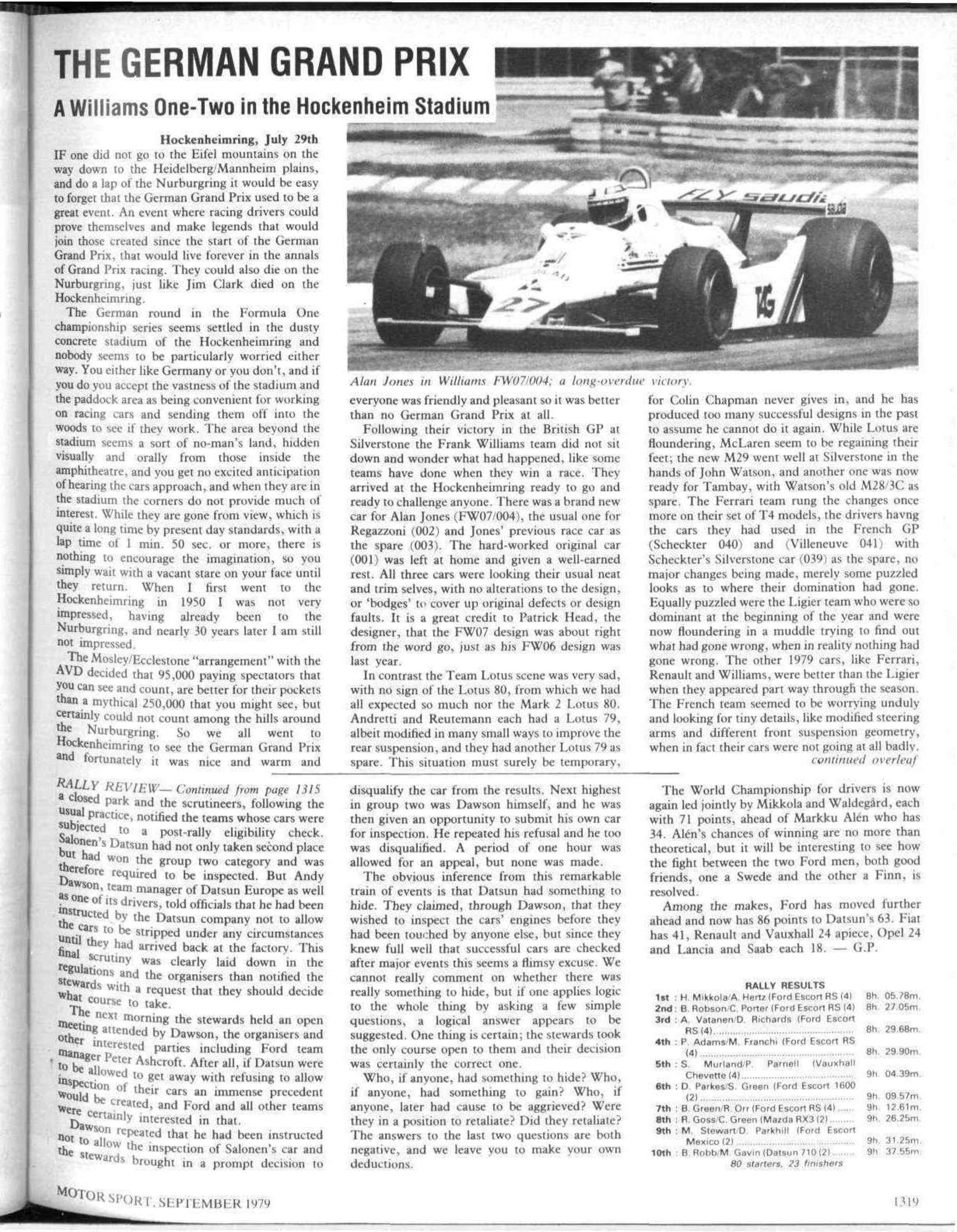 Formula Two Review September 1979 - Motor Sport Magazine